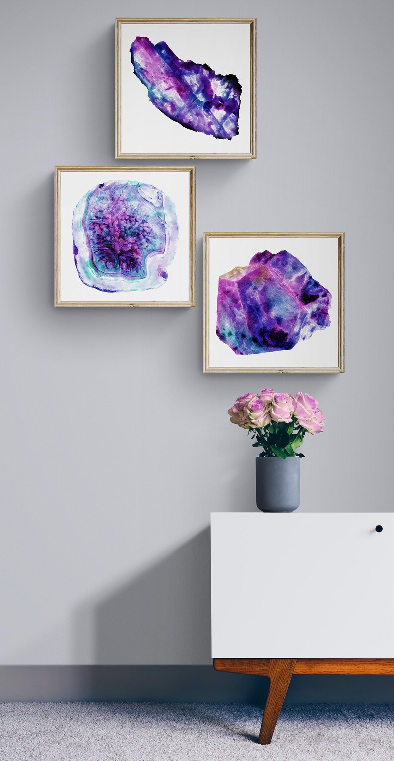 Amethyst Wall Decor, Amethyst Crystal Art, Gemstone Wall Decor, Purple ...