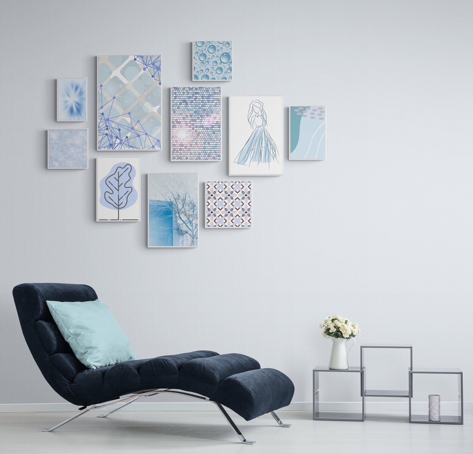 Blue Gallery Wall Set, Light Blue Wall Art, Blue Room Decor, Sky Blue ...