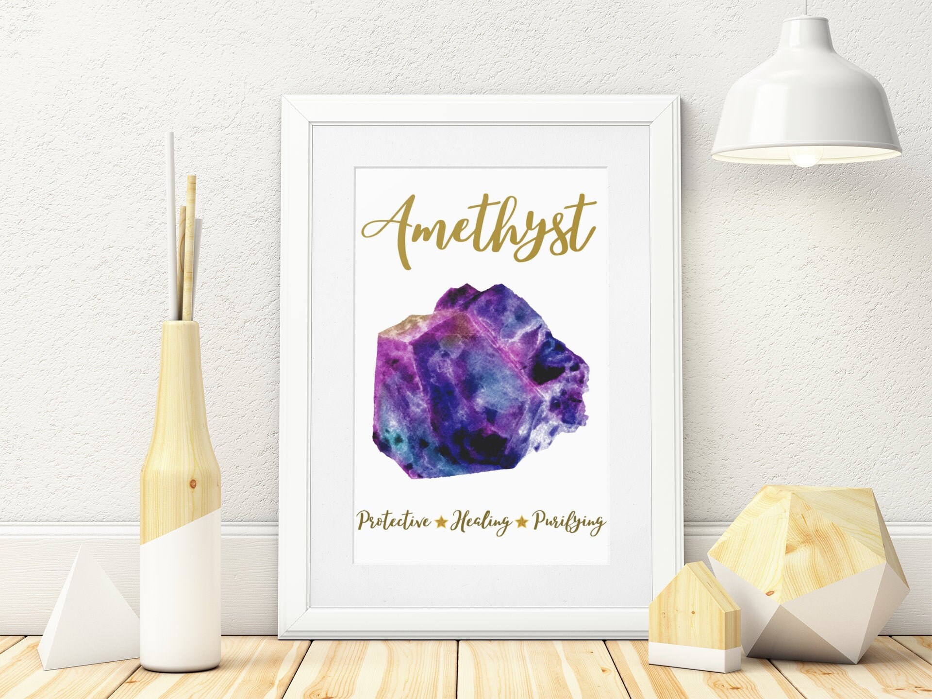 Amethyst Wall Decor, Crystal Wall Hanging, Crystal Print, Gemstone Wall ...