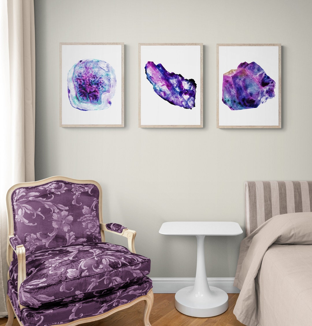 Amethyst Wall Decor, Amethyst Crystal Art, Gemstone Wall Decor, Purple ...