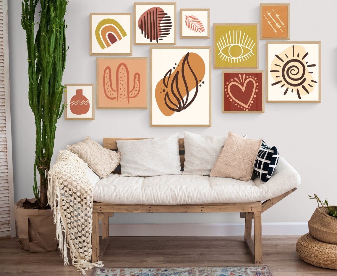 Boho Gallery Wall Set, Boho Wall Prints, Boho Prints Set of 10 ...
