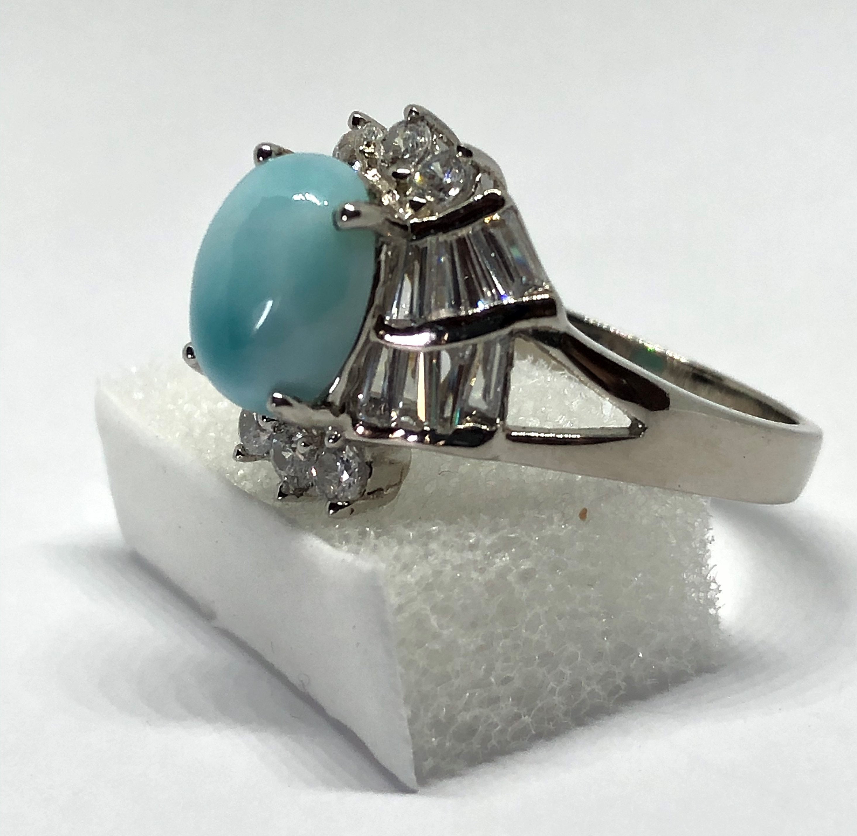 Anillo De Plata Con Larimar Y Turmalina Blanca | Etsy