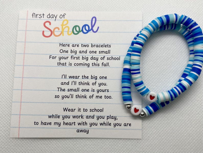 First Day of School Mommy & Me Bracelet Set - Etsy