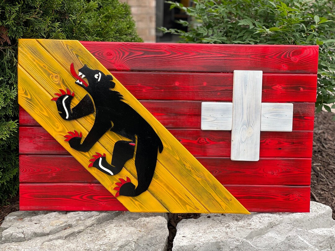 3D Wooden Switzerland and Bern Mixed Flag | Swiss Flag | Cottage ...