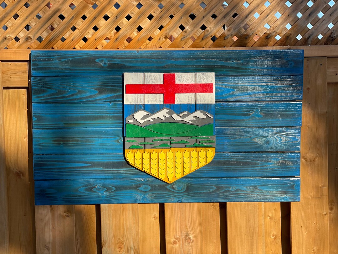 3D Wooden Alberta Flag | Cottage Backyard Porch Decor | Canada ...