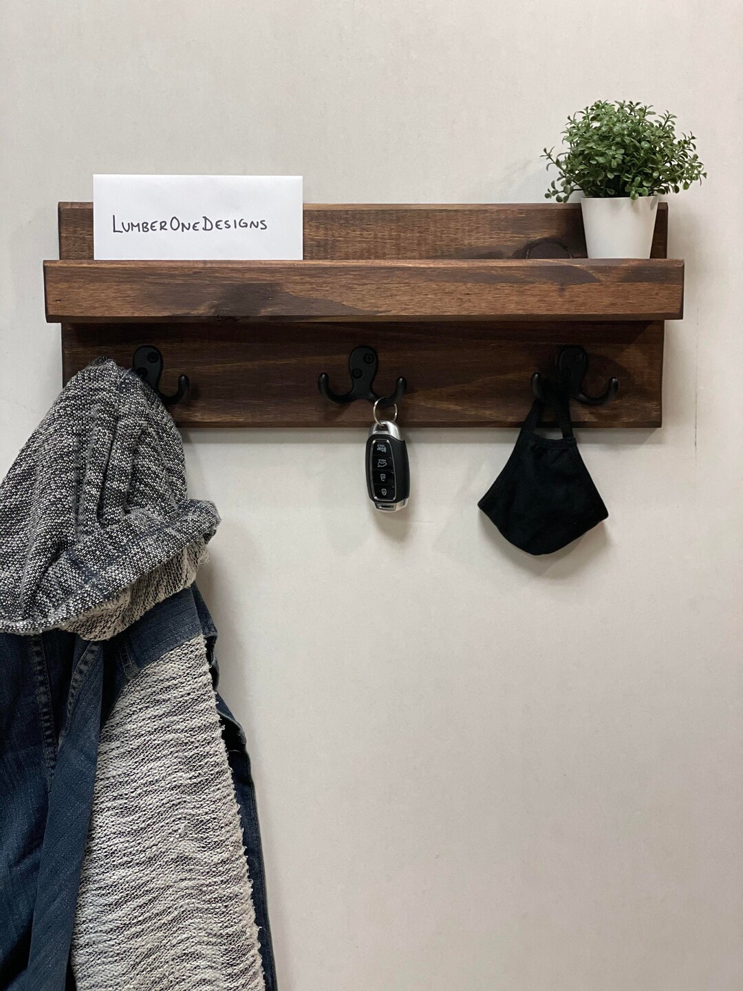 Entryway Organizer | Key Hook and Hanger | Coat Rack With Shelf - Etsy ...