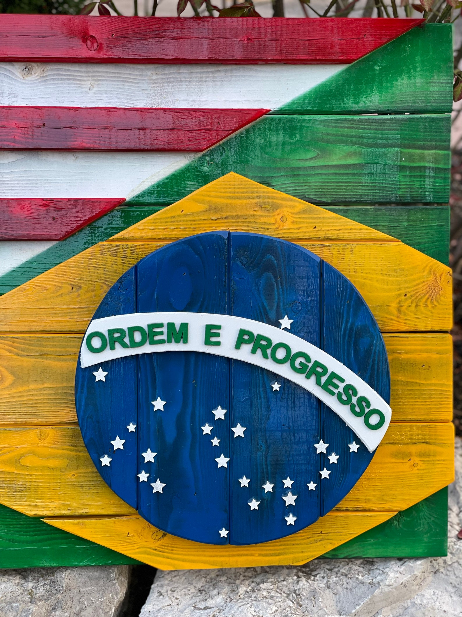 3D Wooden Usa/brazil Flag | Cottage Backyard Decor | USA | Brazil ...