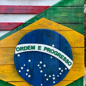 3D Wooden Usa/brazil Flag | Cottage Backyard Decor | USA | Brazil ...