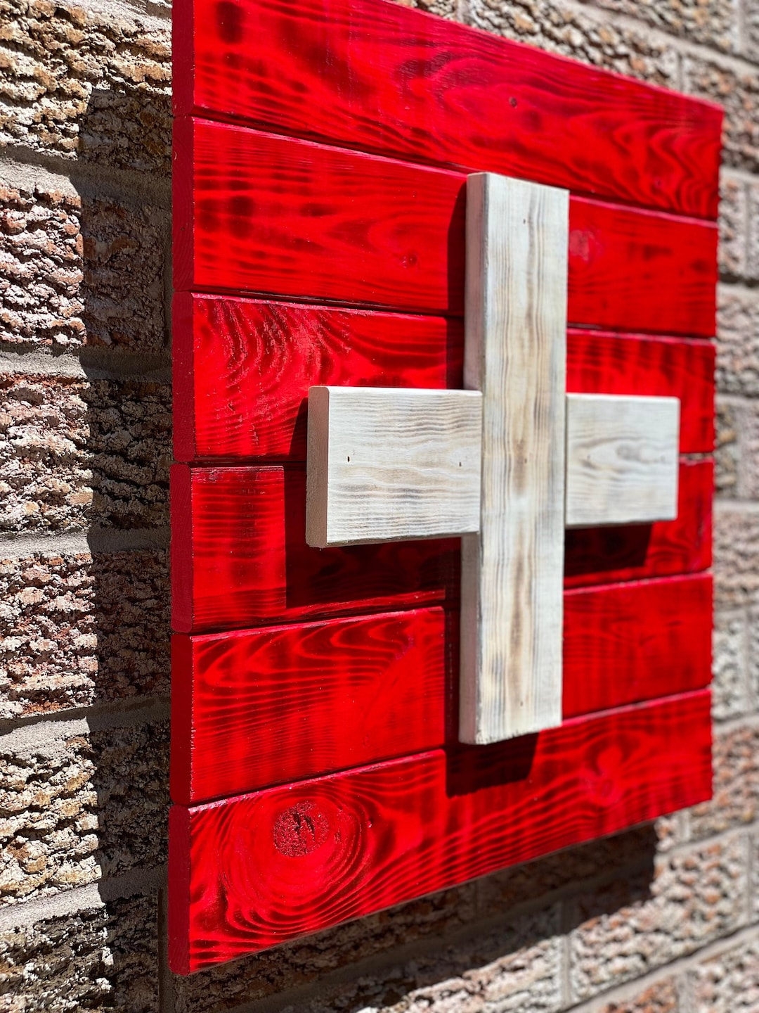 3D Swiss Flag | Cottage Backyard Porch Decor | Switzerland | Wood Flag ...