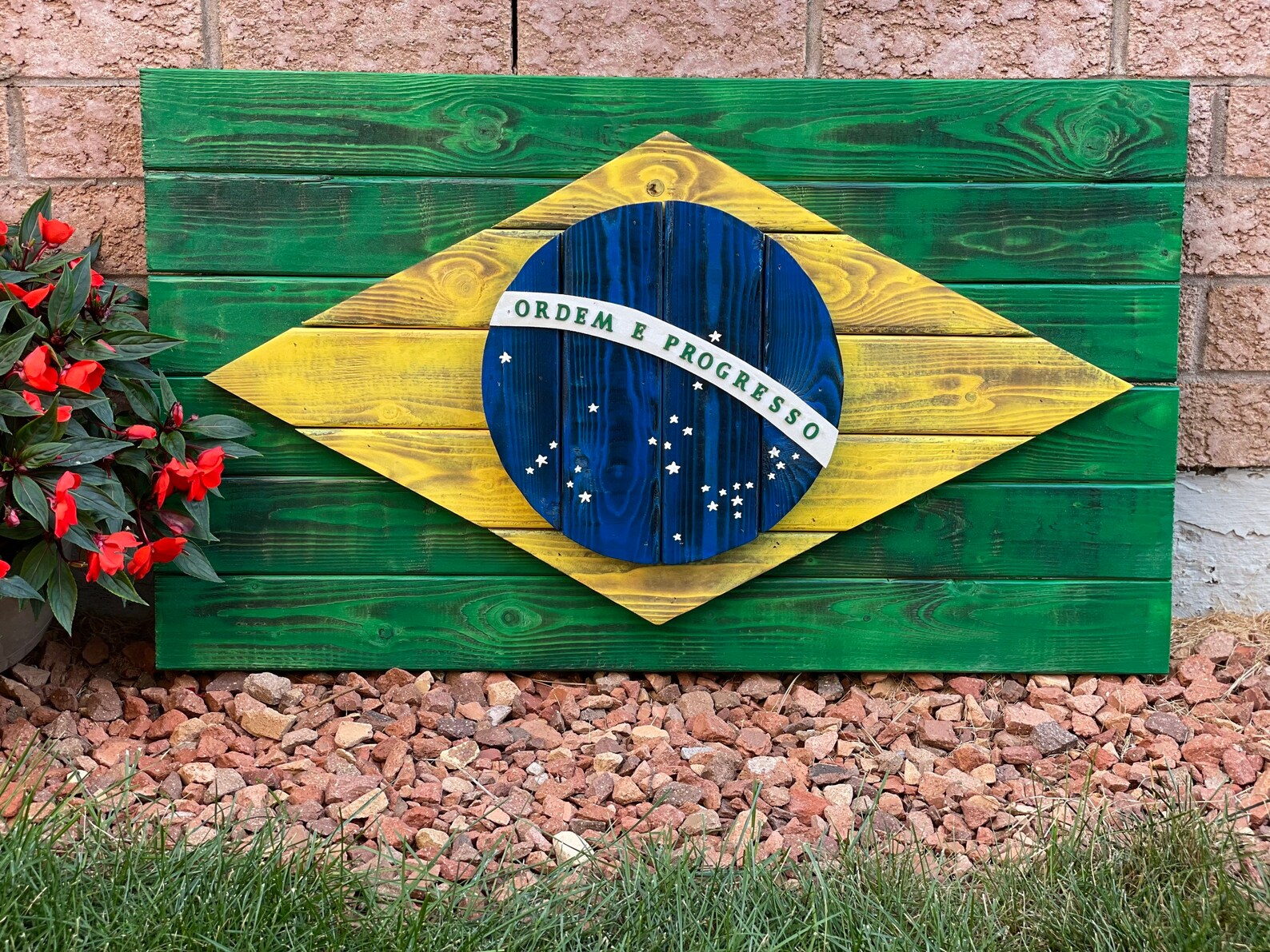 3D Wooden Usa/brazil Flag | Cottage Backyard Decor | USA | Brazil ...