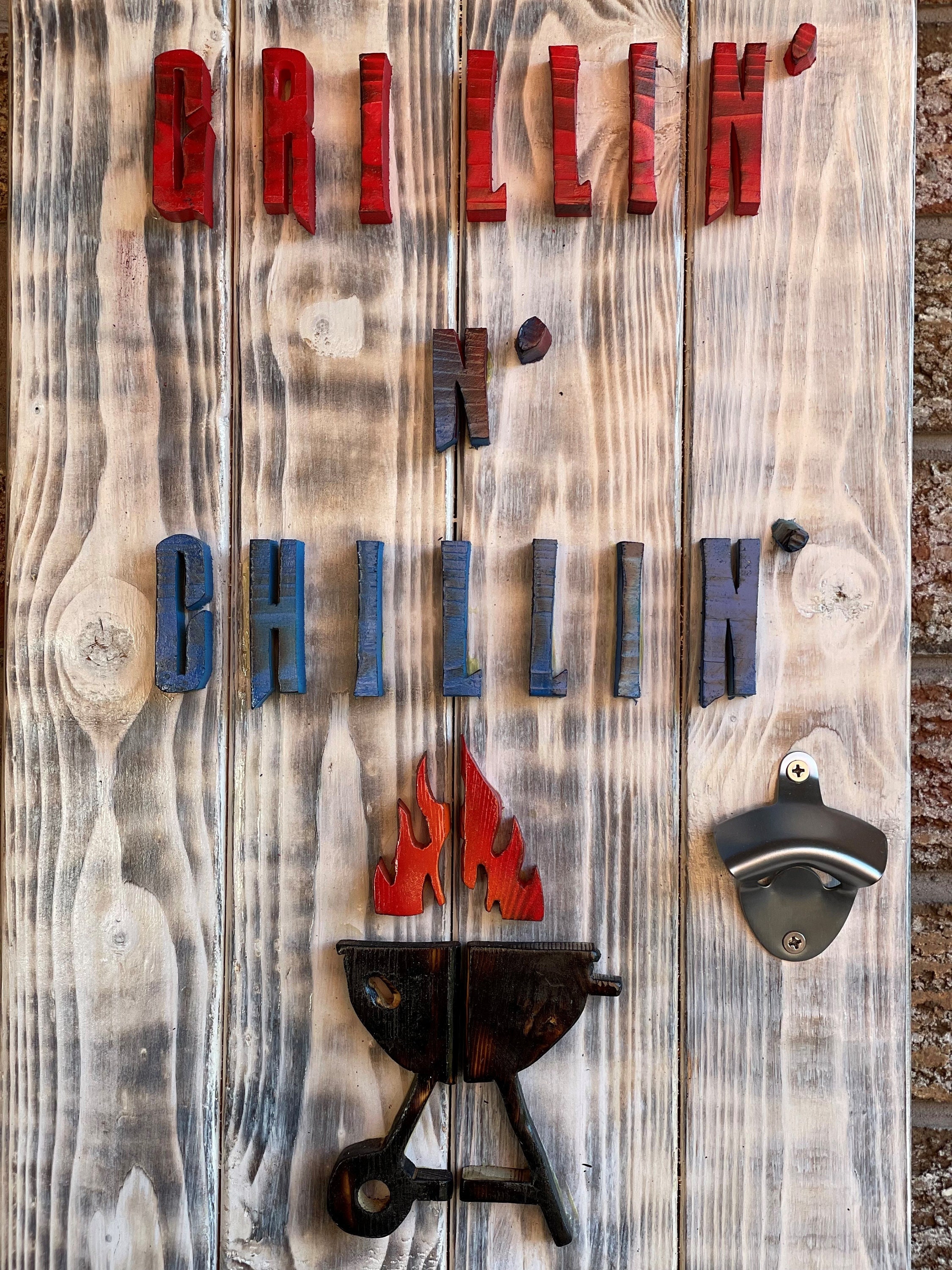 3D Grillin' & Chillin' Sign Fathers Day Gift BBQ - Etsy