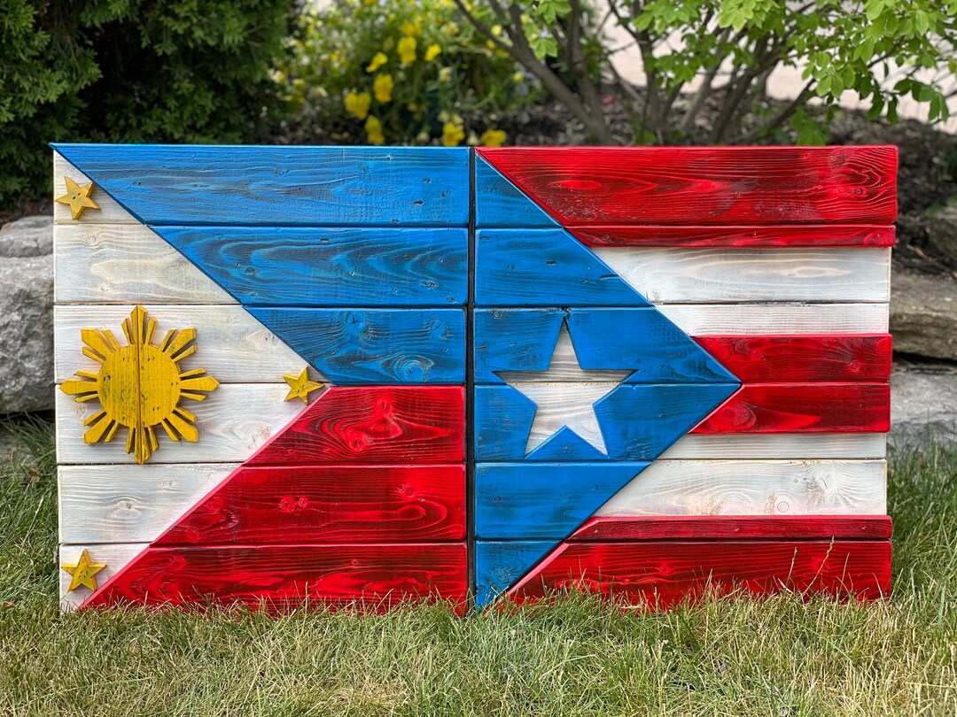 3D Wooden Puerto Rico Philippines Flag | Custom Flag | Cottage Backyard ...