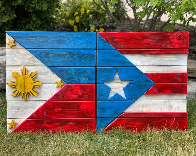 3D Wooden Puerto Rico Philippines Flag Custom Flag Cottage Backyard ...