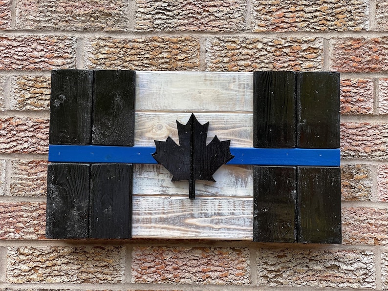 3D Wooden Canadian Thin Red Line Flag | Firefighter | Paramedic ...