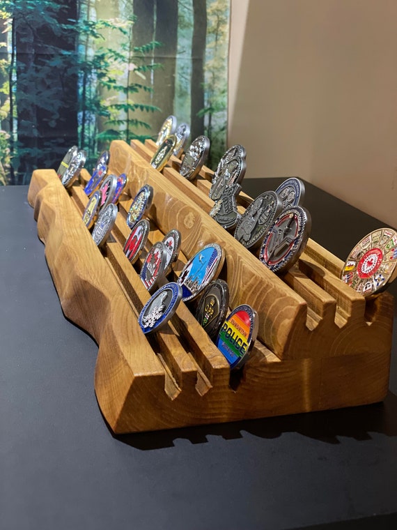 100% genuine Challenge Coin Holder Display | Live edge | Military / Law ...