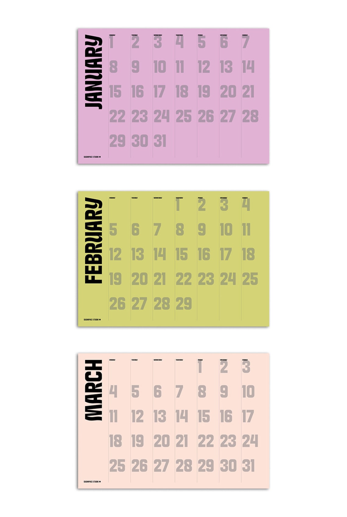 Simple & Modern 2024 A3 Printable Calendar Colour - Etsy Australia