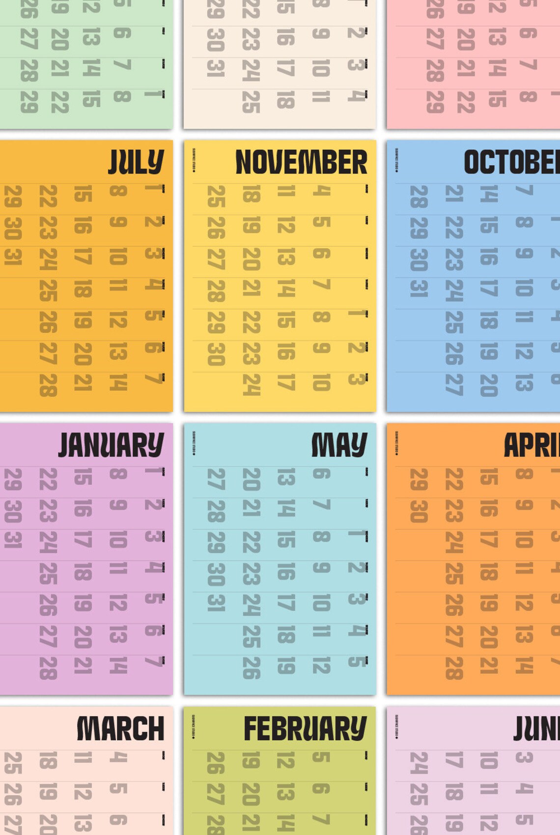 Simple & Modern 2024 A3 Printable Calendar Colour - Etsy Australia
