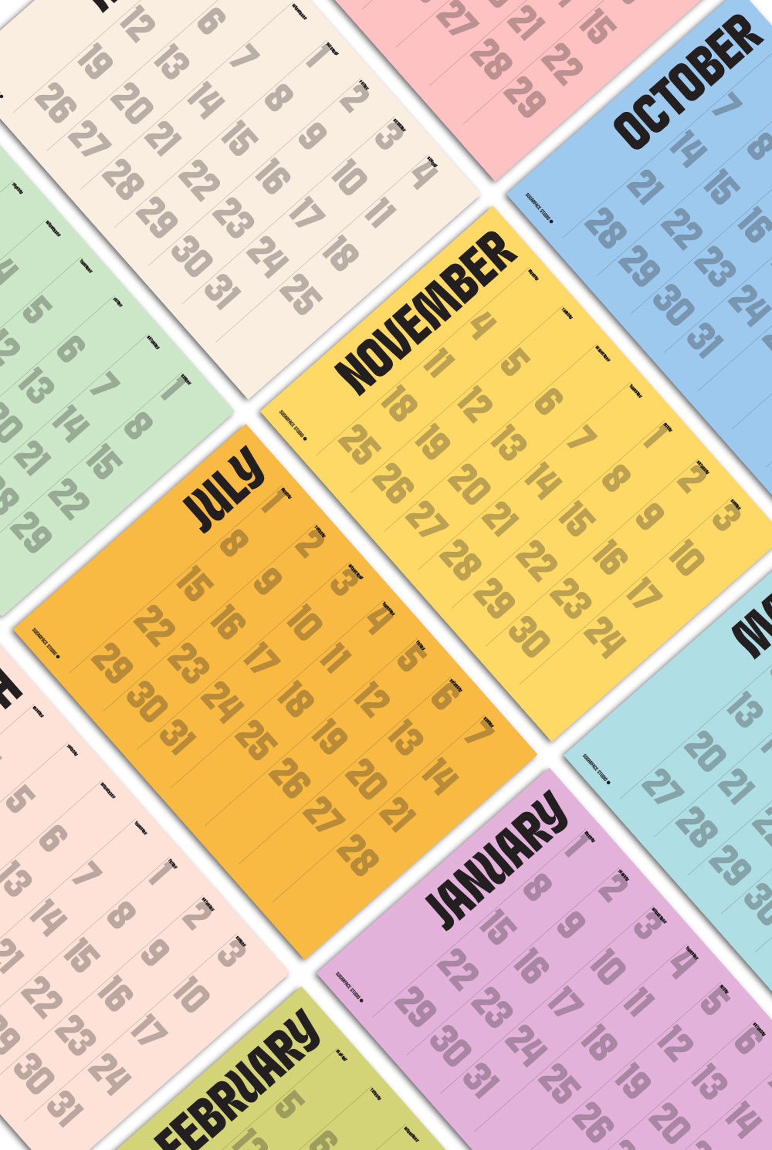 Simple & Modern 2024 A3 Printable Calendar Colour - Etsy Australia