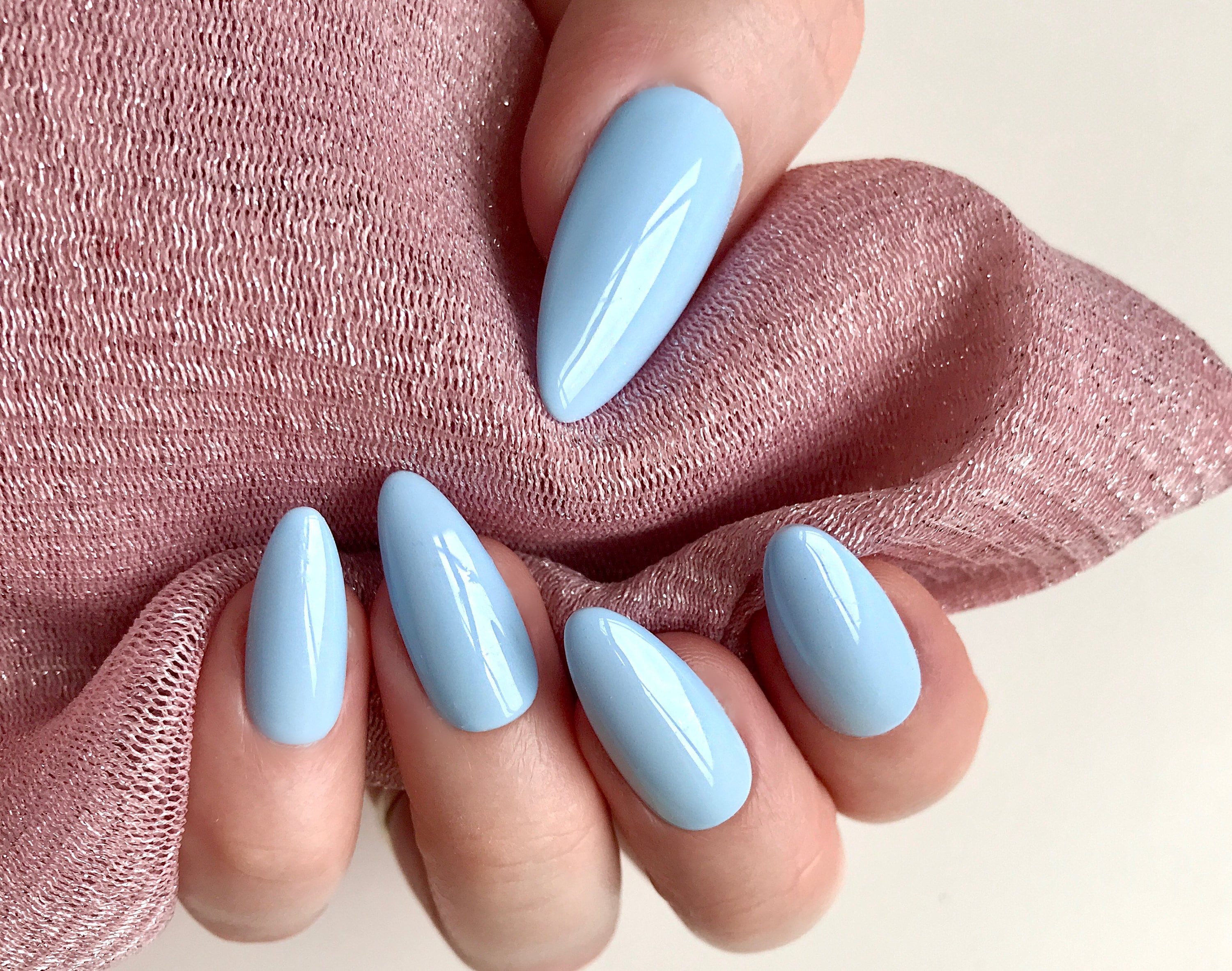 Light Blue Almond Nails