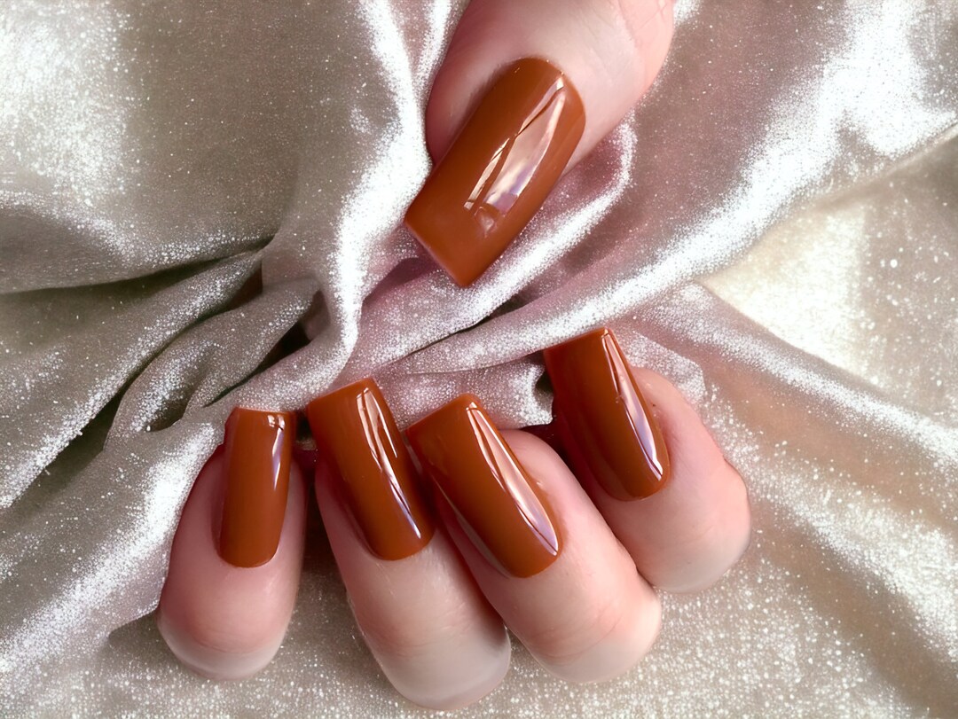 Rust Brown Press on Nails, Custom Press on Nails, False Nails, Stick on ...