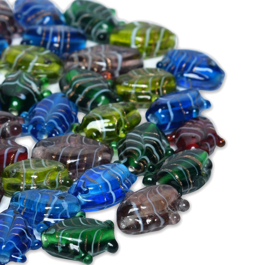 30 Pc Fish Glass Beads, Lamp Work Art Glass Bead, Approx -25mm Glass ...