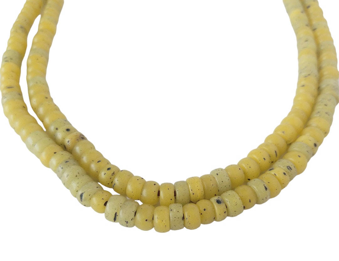 Antique Venetian Glass Trade Beads - Lemon Yellow Mix of Greasy ...