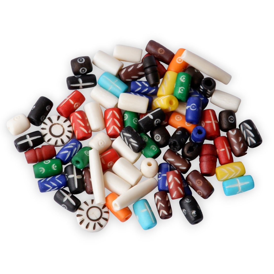 130 Pcs Assorted Bone Bead Native American and Indian Bead Supplies Ox ...