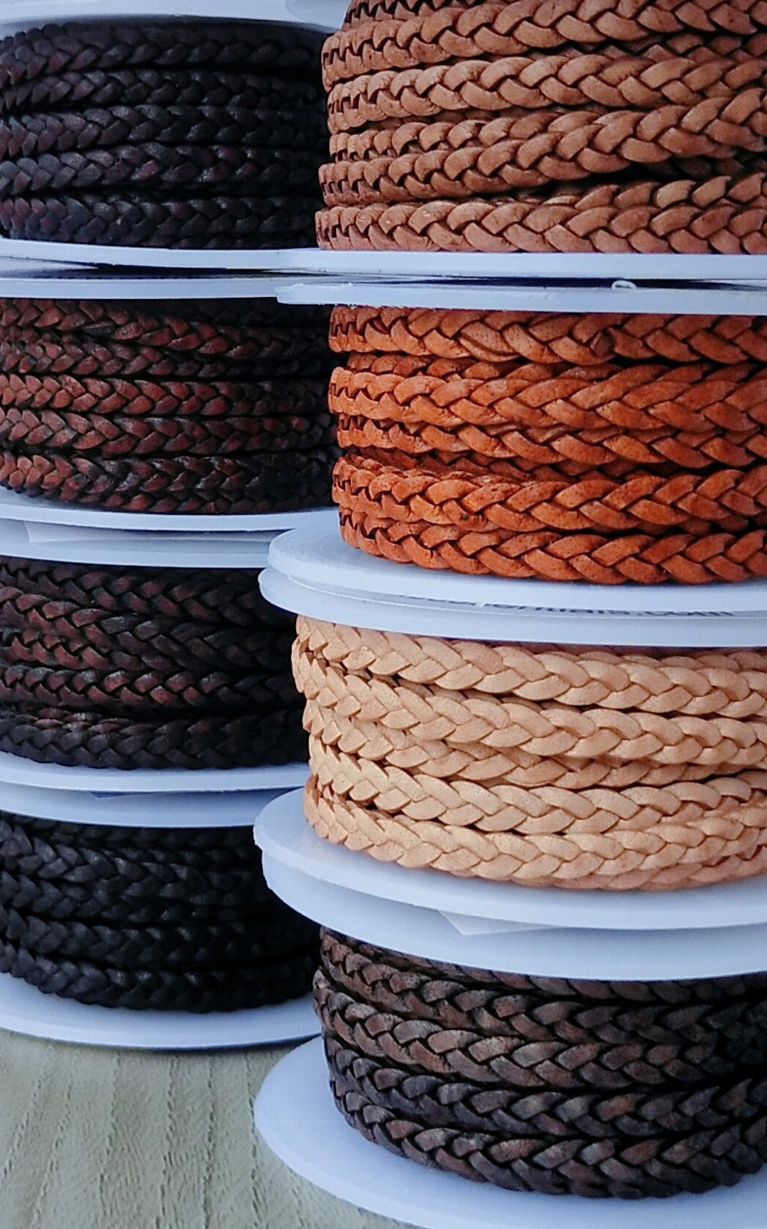 3 MM Flat Braided Genuine Leather String Cord, Rope for Jewelry Making ...