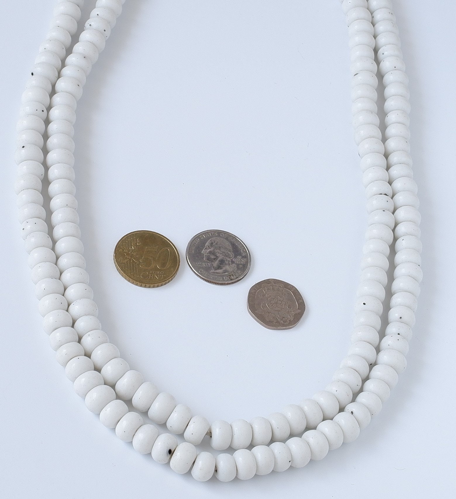 100 Old White Tribe Turkana Beads - African Glass Beads - Jewelry ...