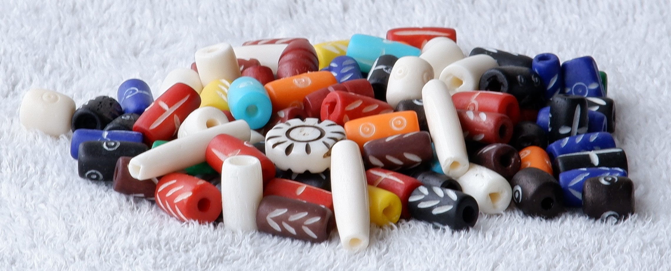 130 Pcs Assorted Bone Bead Native American and Indian Bead Supplies Ox ...