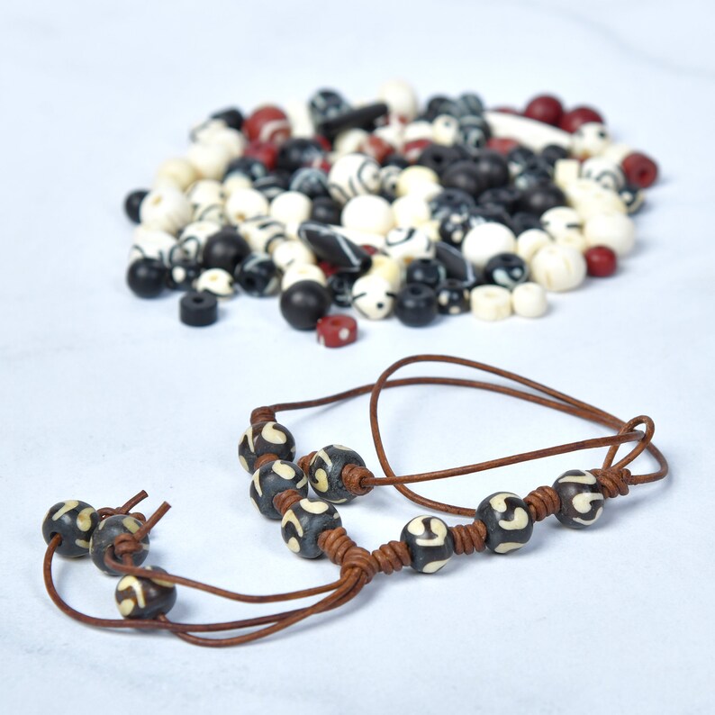 130 Pcs Assorted Bone Beads Native American and Indian Bead Supplies Ox Bone Hairpipe Beads in ...