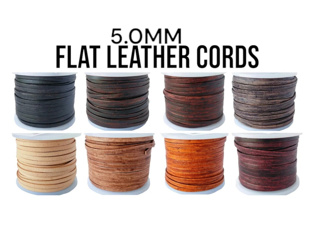 5.0 MM Flat X 1 MM Thick Flat Leather Strip String Cord - Distressed ...