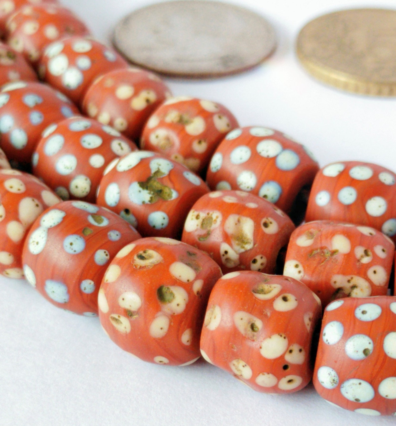 70 Red African Skunk Eye Beads Antique Glass Trade Beads - Etsy