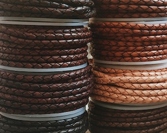 3 MM Flat Braided Genuine Leather String Cord, Rope for Jewelry Making ...