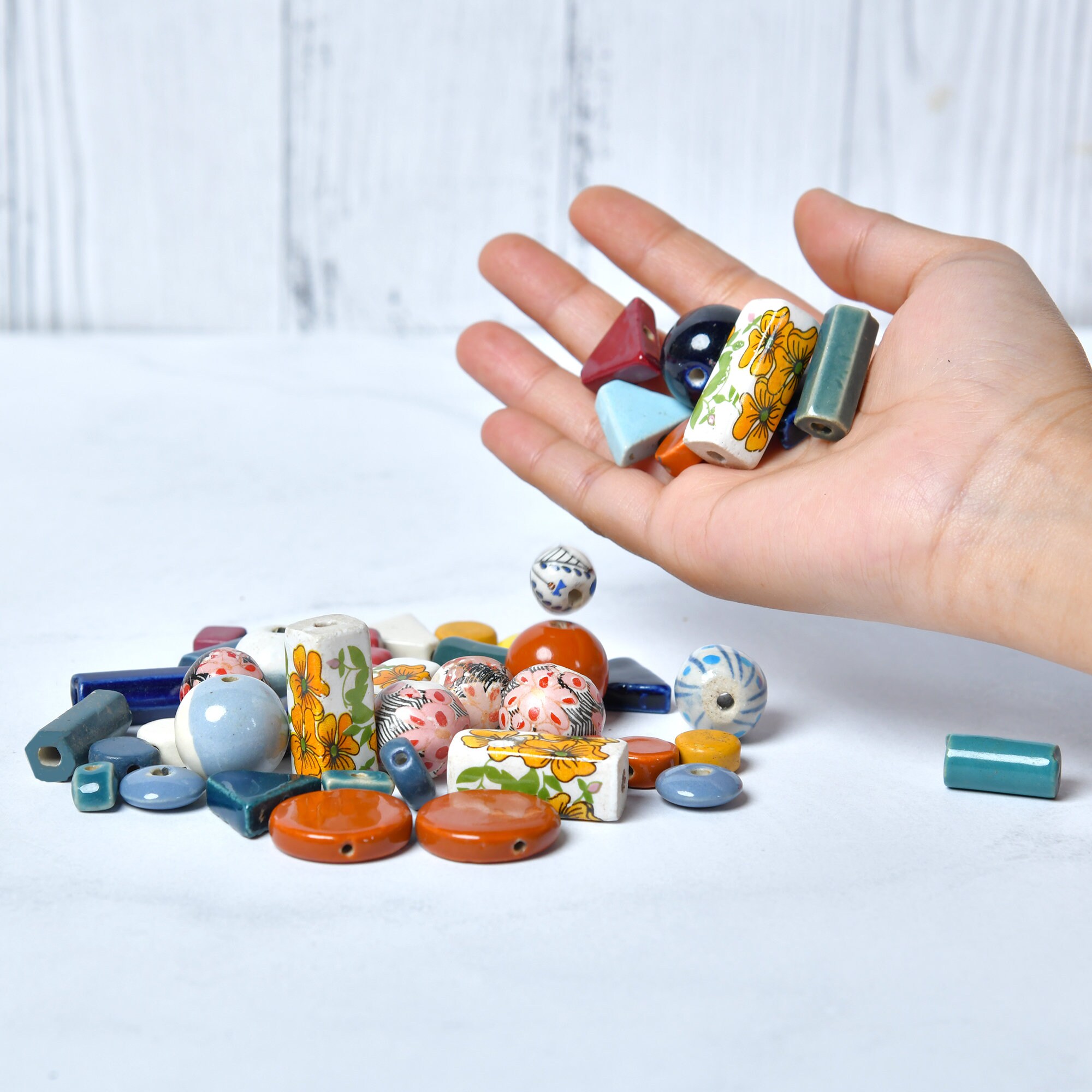 Ceramic Beads Assorted Colors and Shapes, 1/2 Pound Bag - Etsy