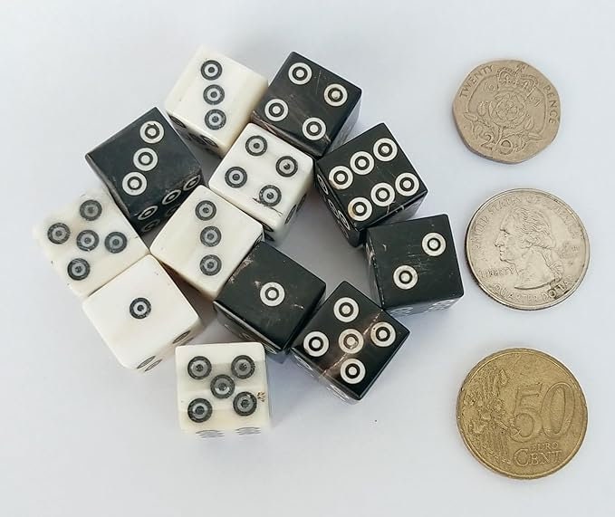 D6 Viking/medieval Betting Bone and Horn Dice Set of 12 Pcs - 9/16 Inch ...