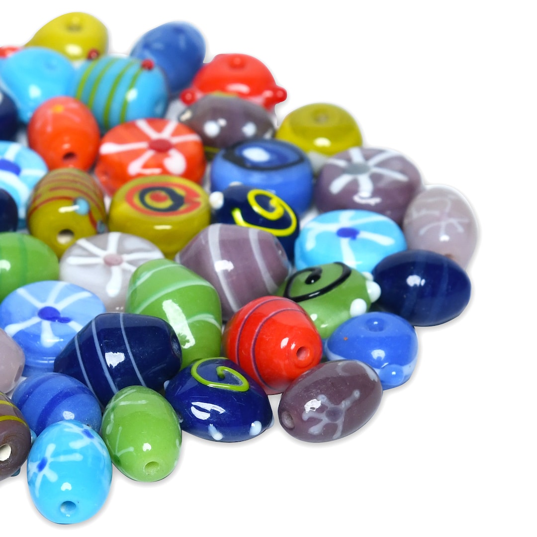 2/3 LB Bag of Assorted Glass Beads for Jewelry Making, Murano Bead Mix ...