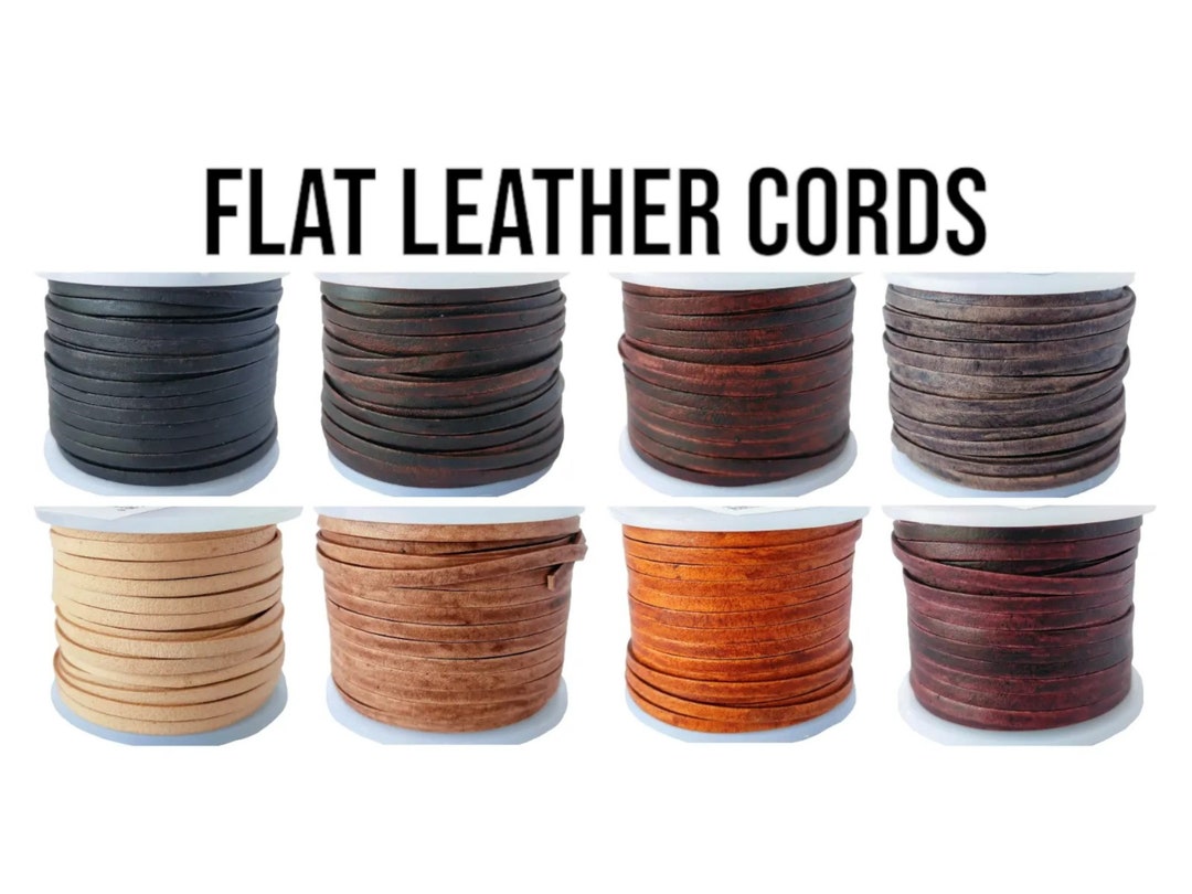 3.0 MM Flat X 1 MM Thick Flat Leather Strip String Cord - Distressed ...