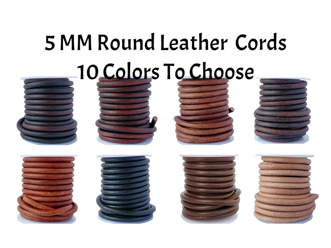 5 Mm Round Leather Cord String Premium Quality for Necklace, Bracelets ...