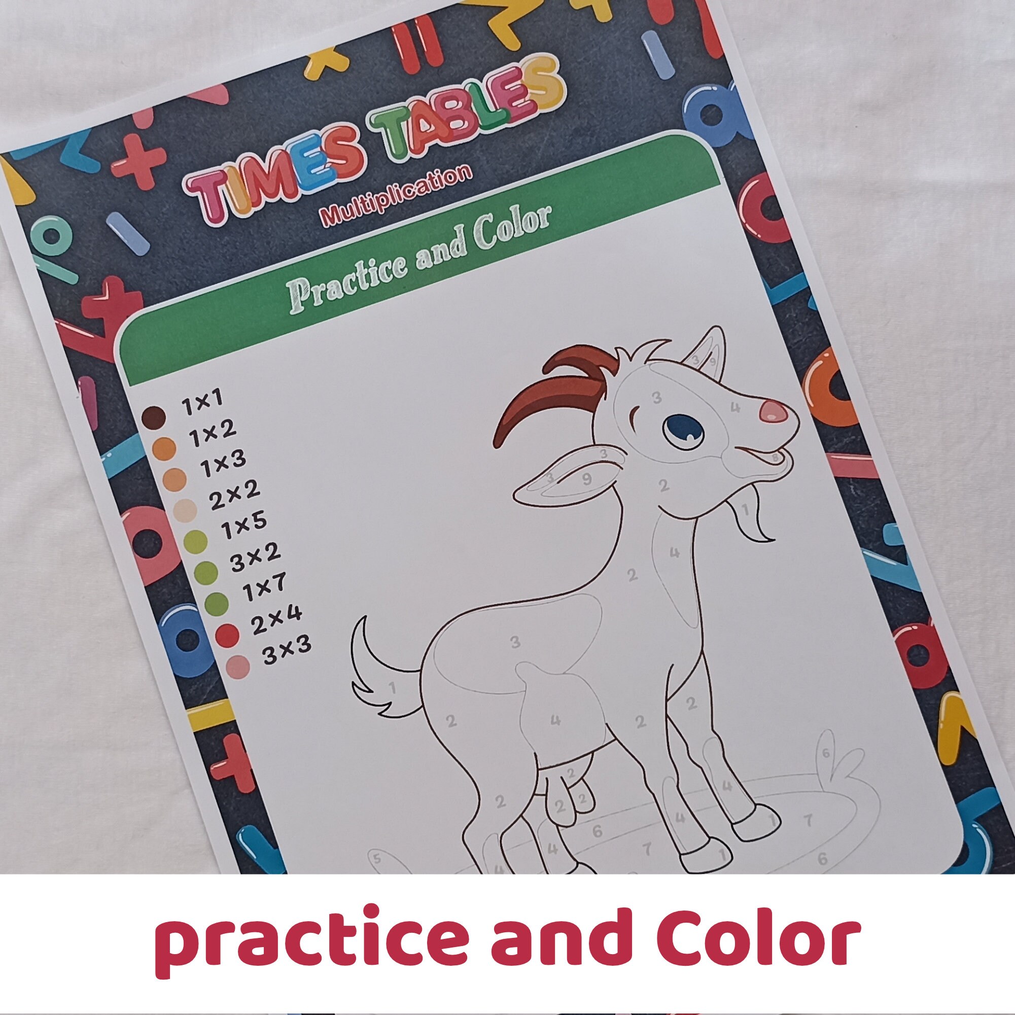 Times Tablescolor Sheet Multiplication Education - Etsy