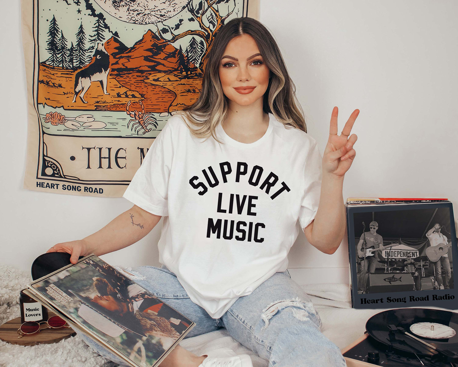 Support Live Music Graphic Tee Woman / Support Local Bands & Musicians ...
