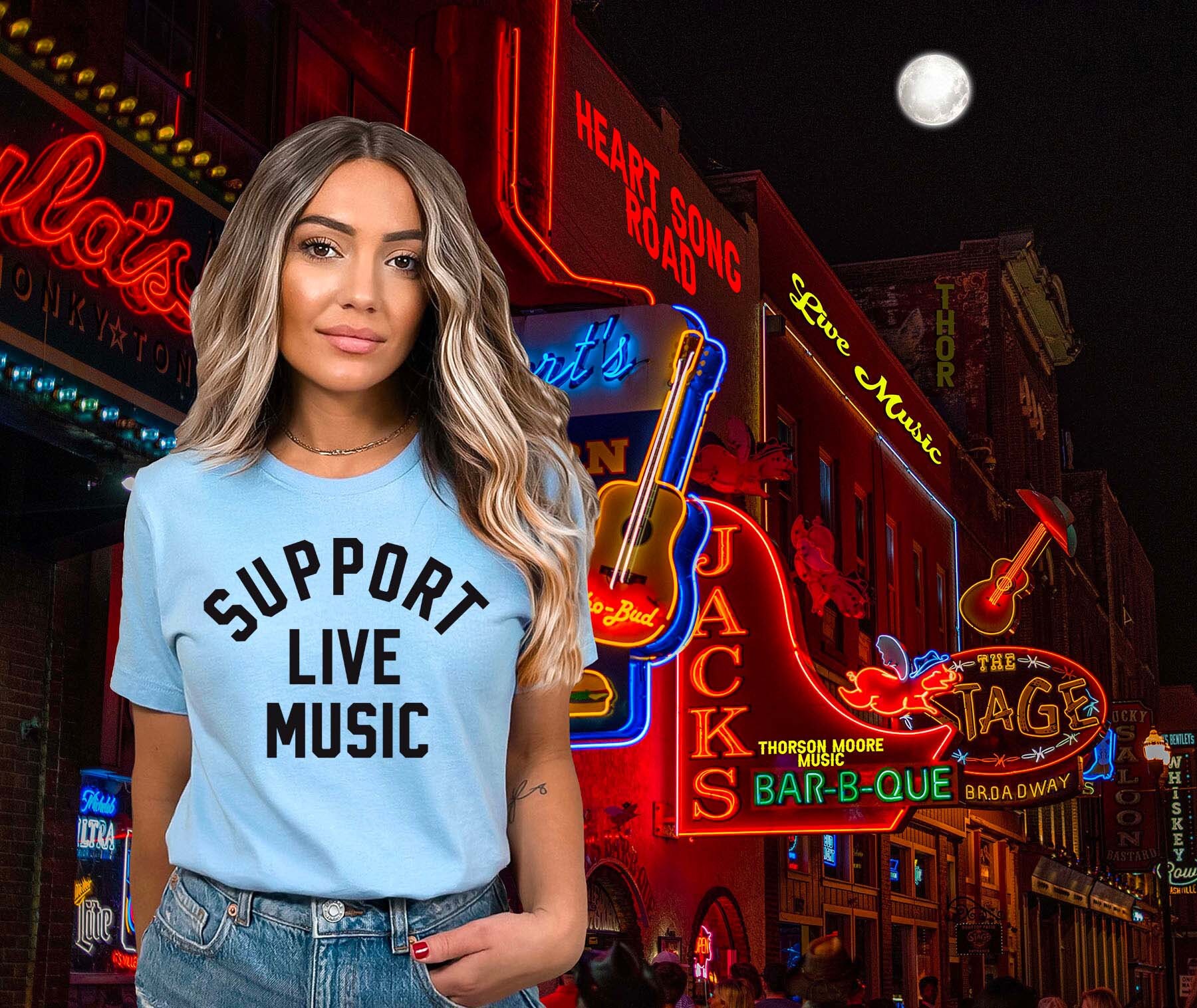 Support Live Music Graphic Tee Woman / Support Local Bands & Musicians ...