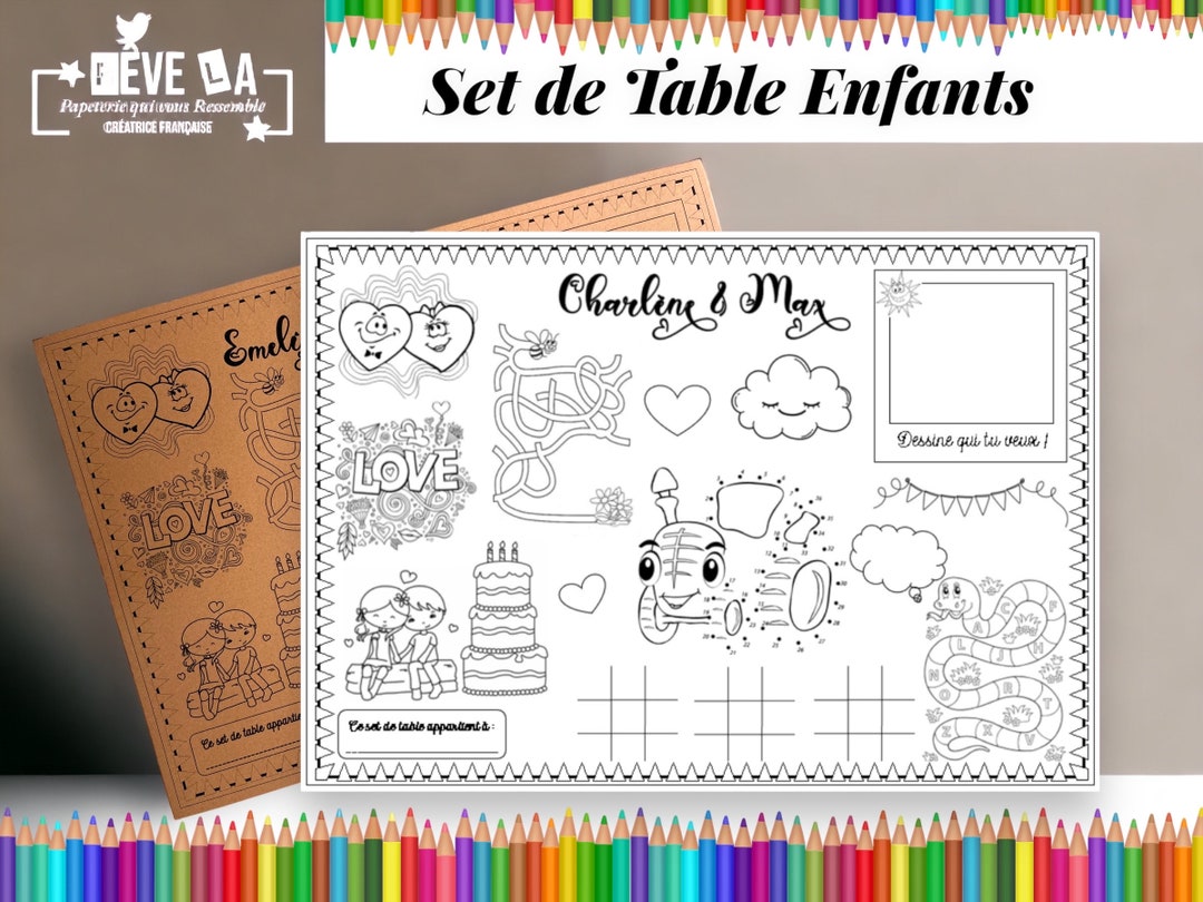 Lot Set de Table Enfants/activités/animations/mariage/baptême ...