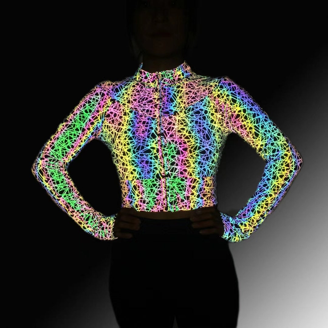 Sports Fitness Women Reflective Fish Scale Pattern Jacket - Etsy