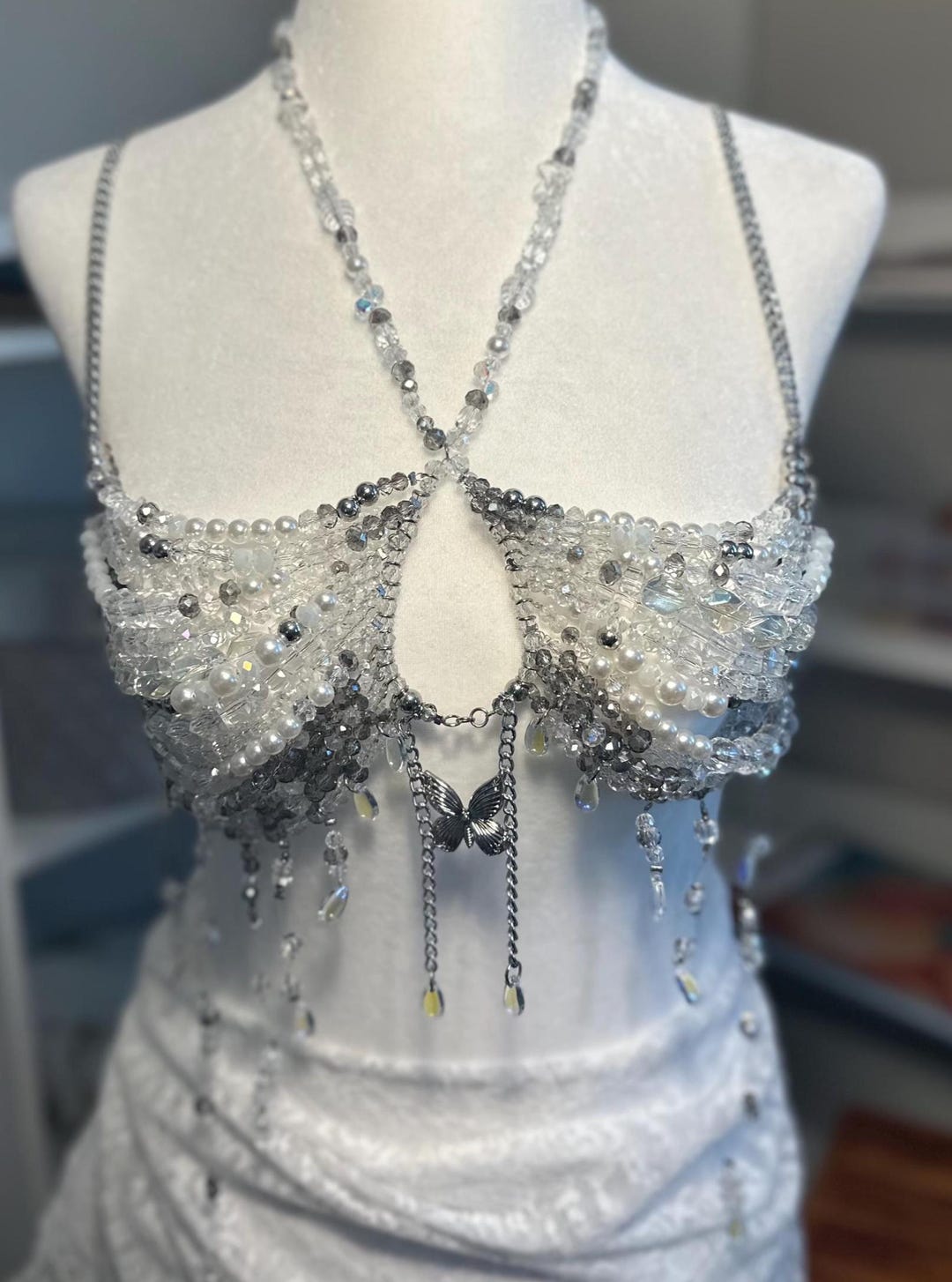 Beaded Bra Pearl & Crystal : Festival Body Chain Jewelry - Etsy