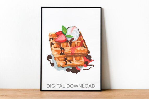 Waffles Print Waffles Art. Food Print Kitchen Wall Decor | Etsy
