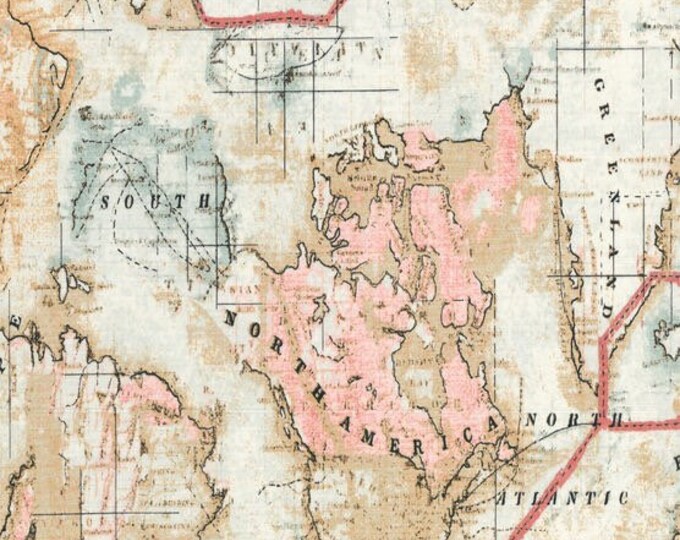 Vintage Map Collage Novelty Cotton Fabric - Etsy