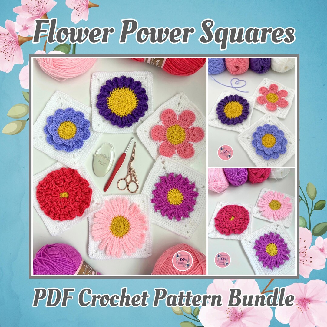 US TERMS - PDF Crochet Pattern - Flower Power Squares - Etsy