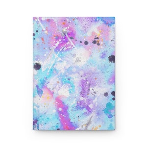 90s Paint Splatter Design Hardcover Lined Journal - Blue and Pink ...