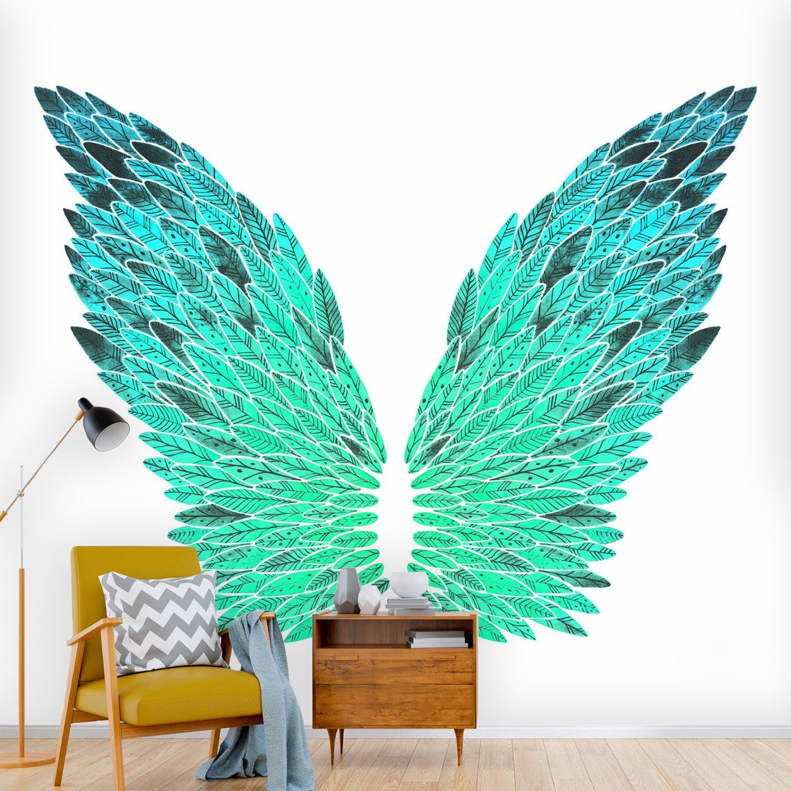 Turquoise Angel Wings Selfie Wall Mural Room Decor Blue Green - Etsy